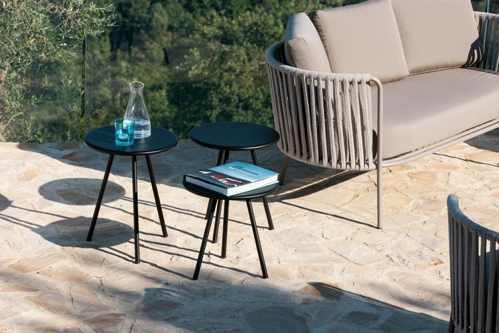 Loungetisch Stahl 3-teilig Ø 40 cm GRANADA | Hunn Gartenmöbel