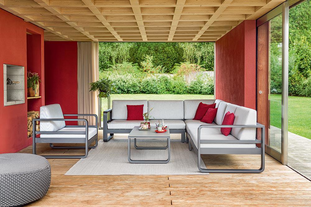 Outdoor Pouf dunkelgrau PALERMO | Hunn Gartenmöbel