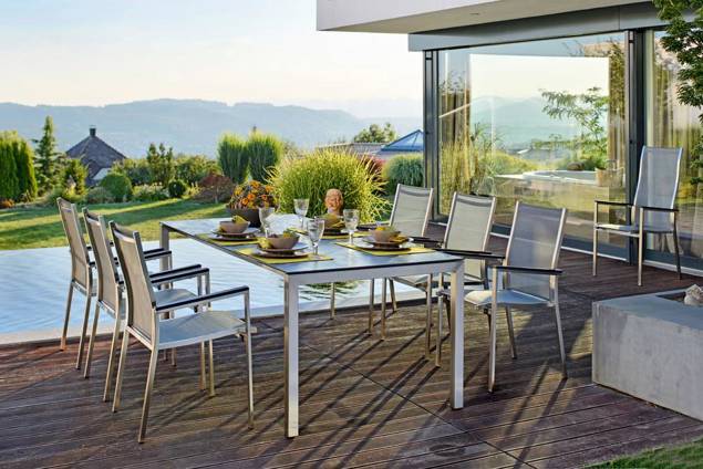 Gartenstuhl Hochlehner Edelstahl ROTTERDAM II | Hunn Gartenmöbel